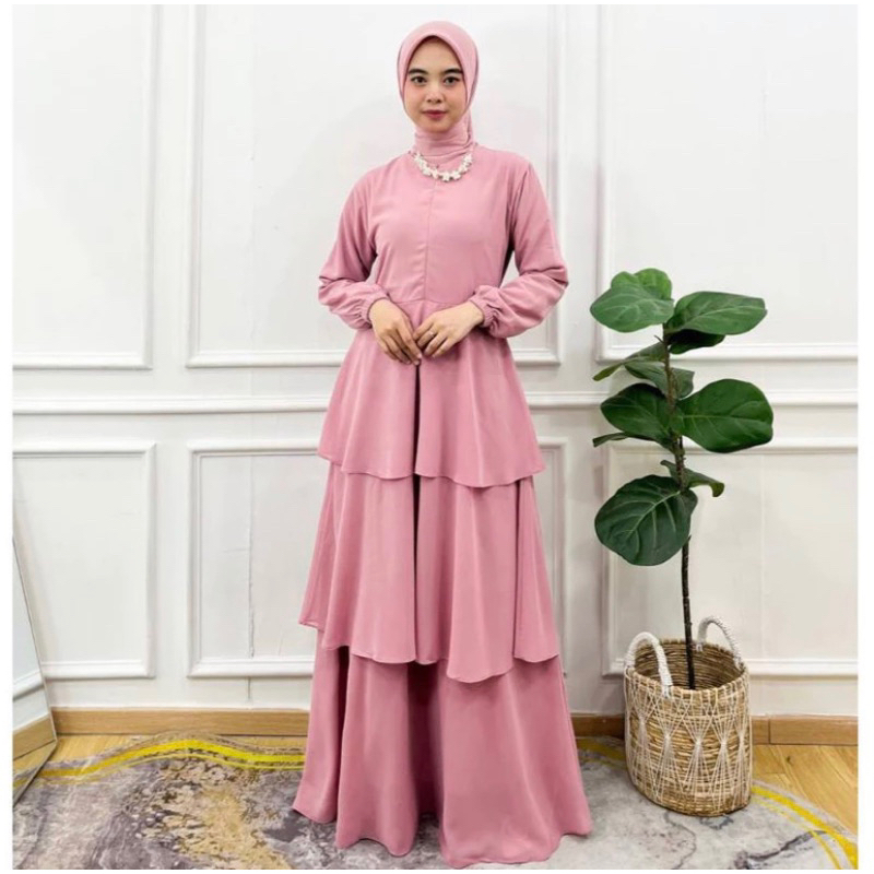 Jual Melody layer gamis malaysia ceruty babydoll premium | Shopee Indonesia