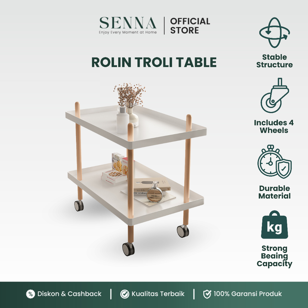 Jual SENNA Meja Dorong 2 Tingkat Rak Troli Meja Samping Multifungsi ...