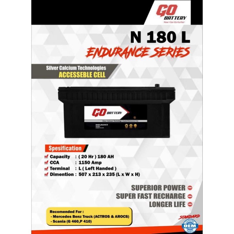 Jual Aki Kering Go Battery N180L 12V 180Ah Genset Kapal Truck Scania G460 P410 Excavator ...
