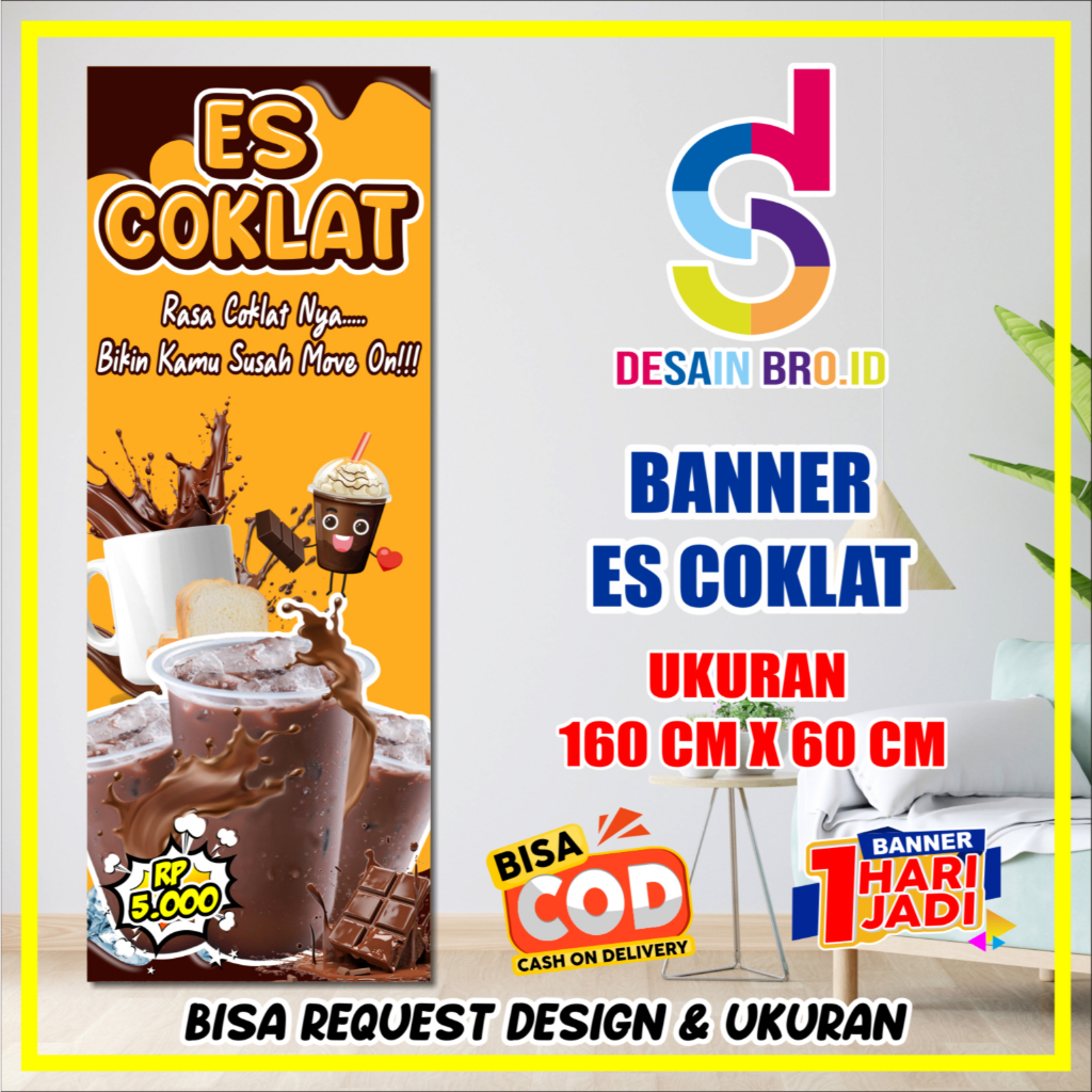 Jual SPANDUK/BANNER ES COKLAT ( BISA CUSTOM ) UKURAN 60X160 CM | Shopee ...