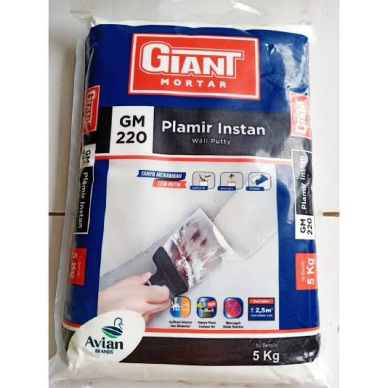 Jual Plamir Instan Giant Mortar GM 220 Wall Putty 5 KG | Shopee Indonesia
