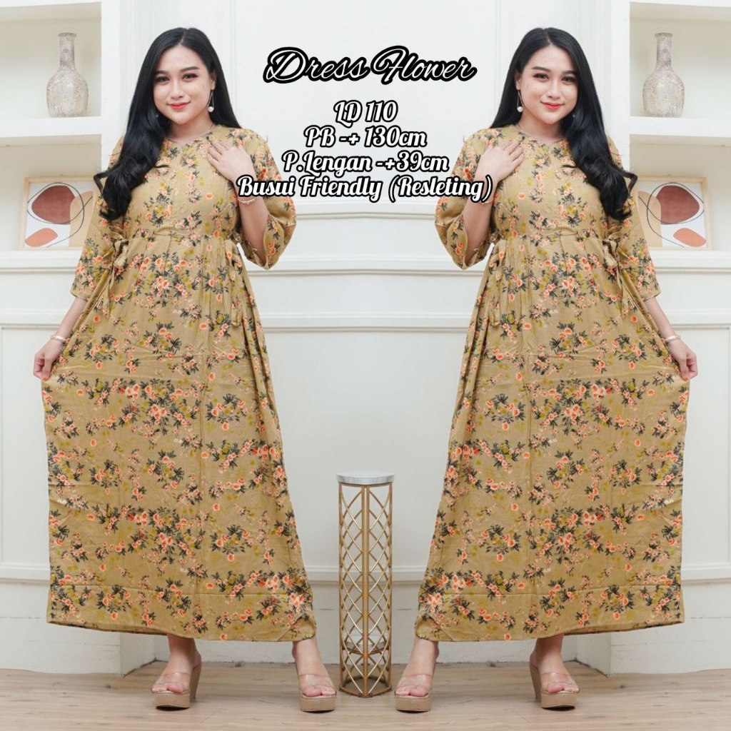 Jual Daster Gamis Lengan 3/4 Rayon Motif Etnik Premium Busui Friendly ...