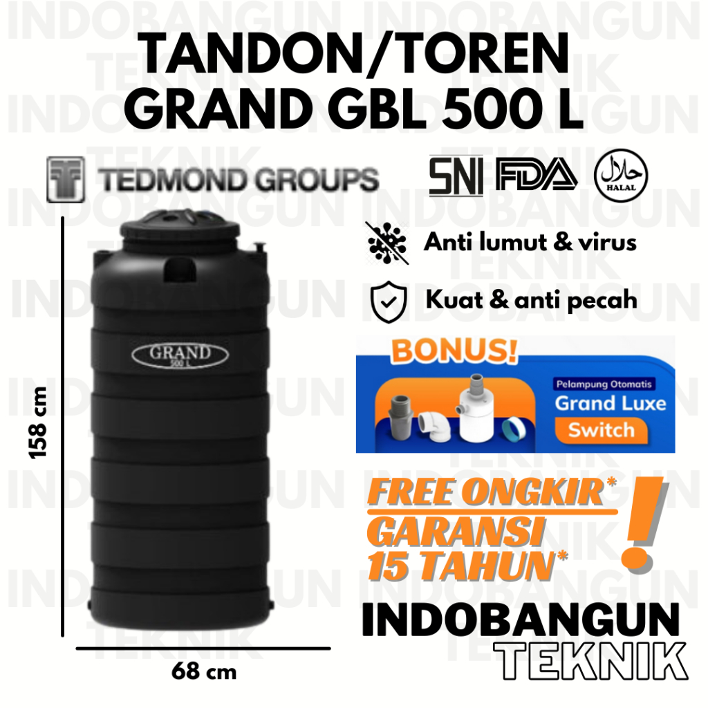 Jual Tandon Toren Tangki Air Tedmond Grand 500 Liter Harga Murah Slim ...