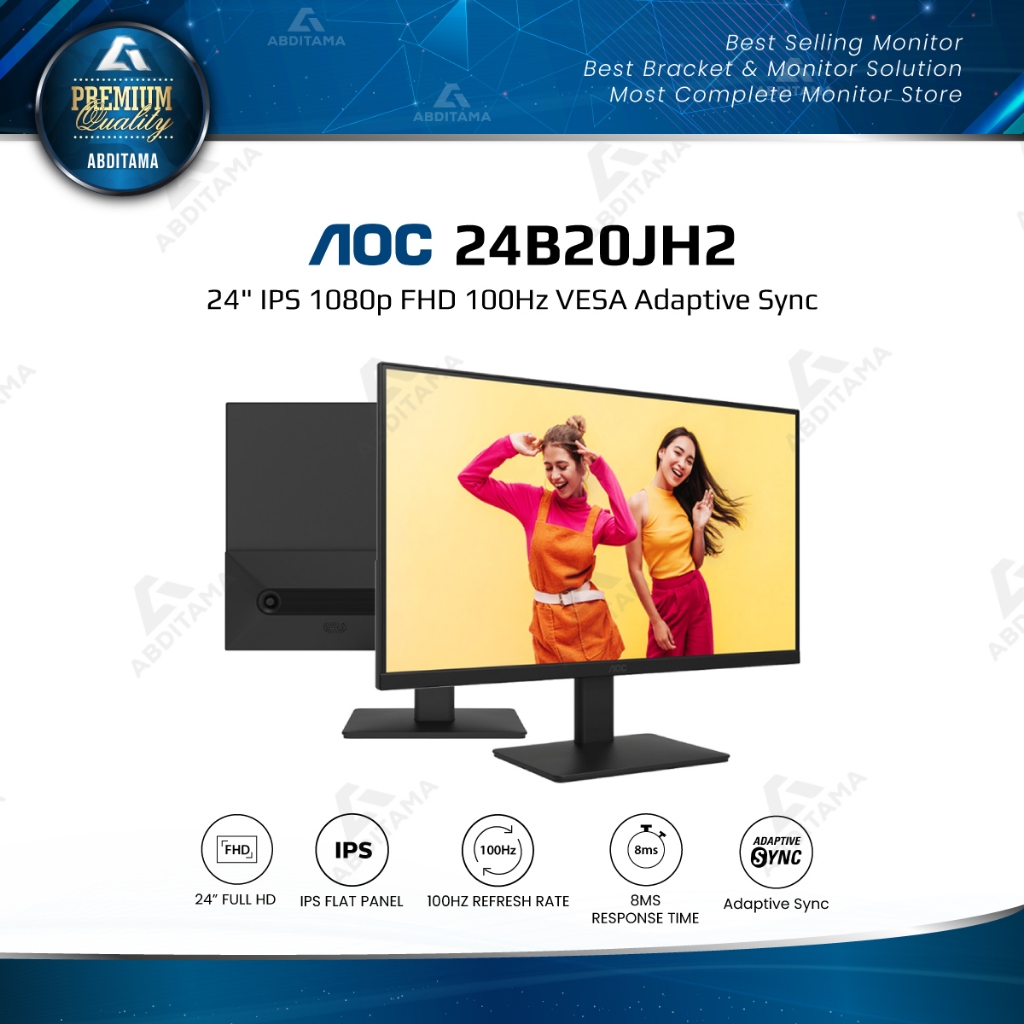 Jual Monitor LED AOC 24B20JH2 24" IPS 1080p FHD VGAx1 HDMI 1.4x1 100Hz ...
