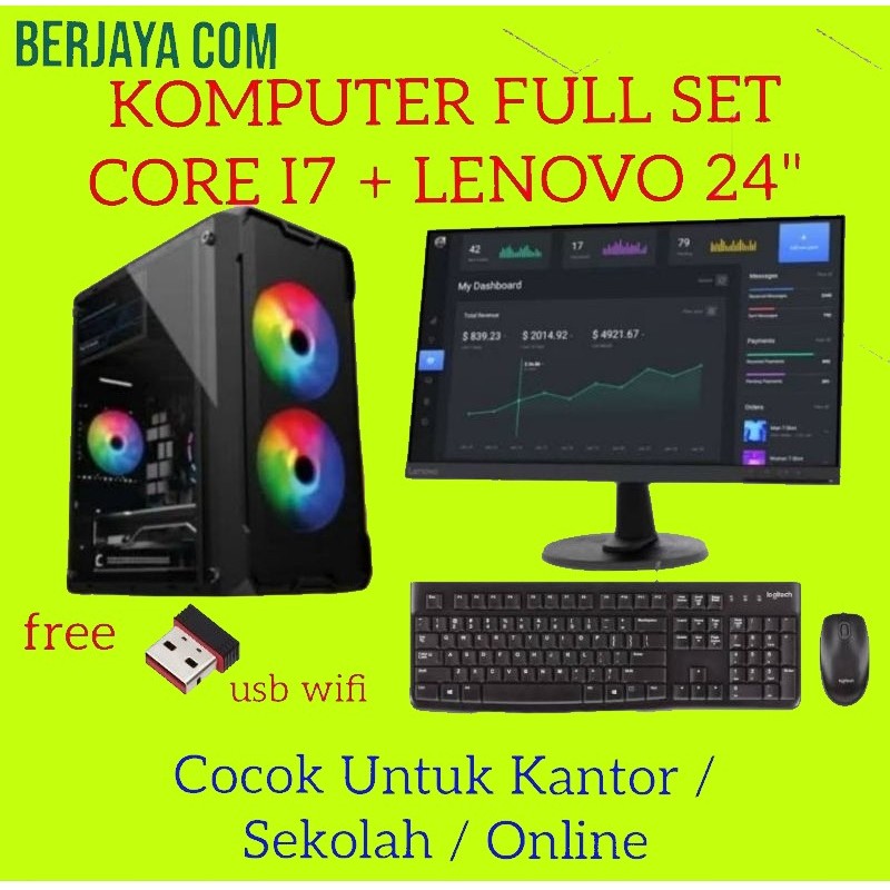 Jual Full Set Core i7 - Led Lenovo 24" - 16gb Ram - 500gb Ssd - Pc ...