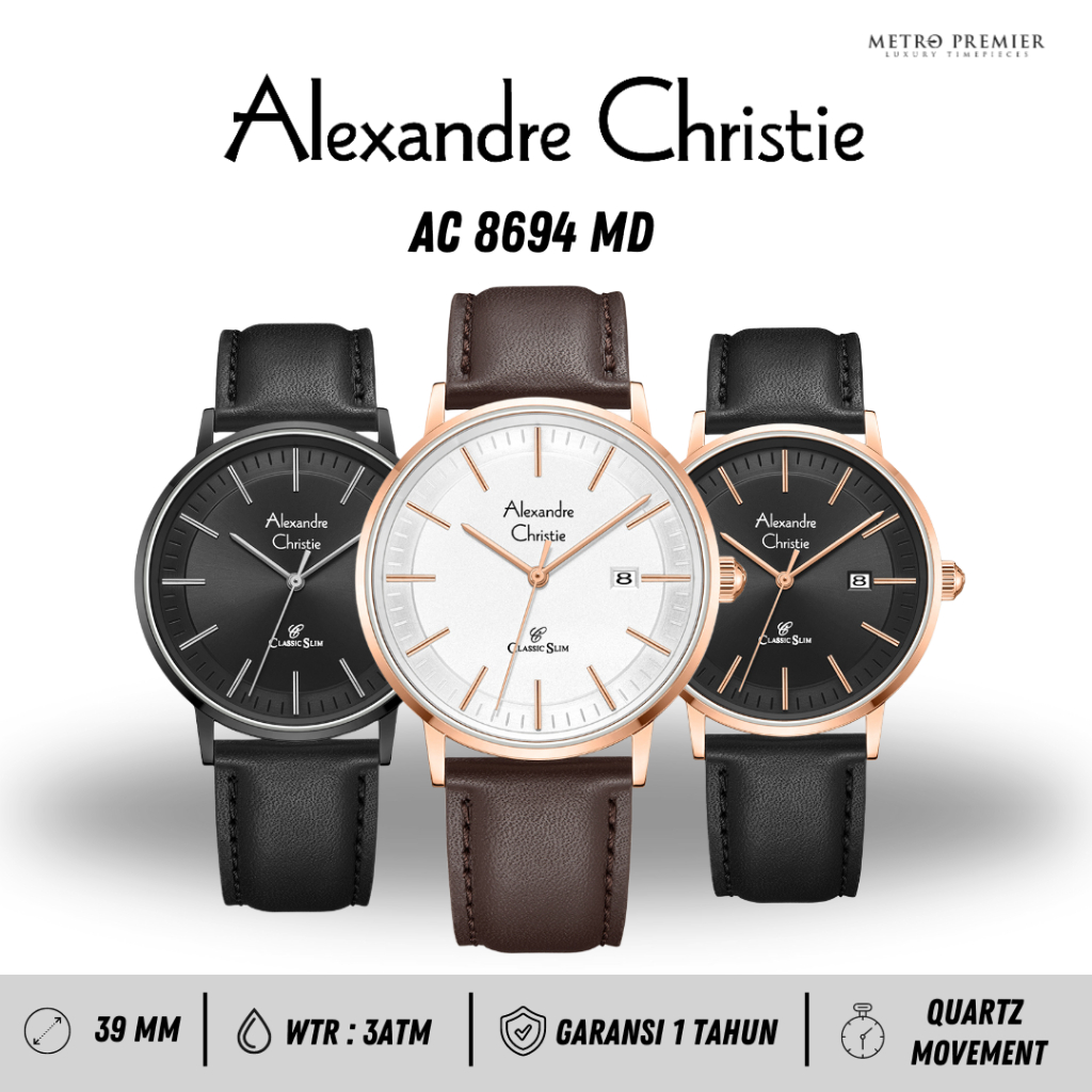 Jual Jam Tangan Alexandre Christie Pria AC8684 AC 8684 Analog Leather Strap Original & Garansi ...