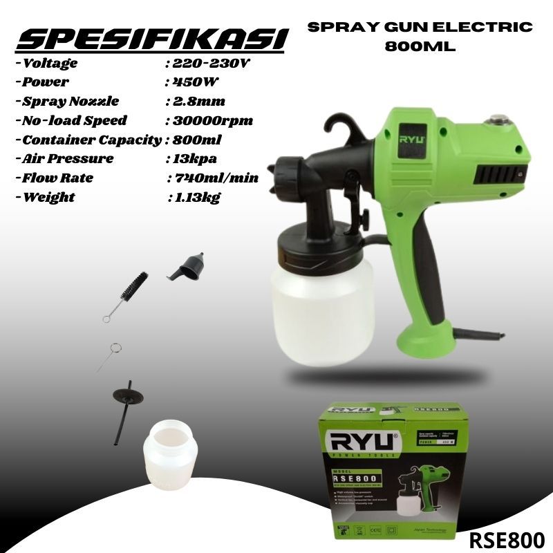 Jual RYU Mesin Semprot Cat Spray Gun Elektrik BODY GRIP KARET HEAVY ...
