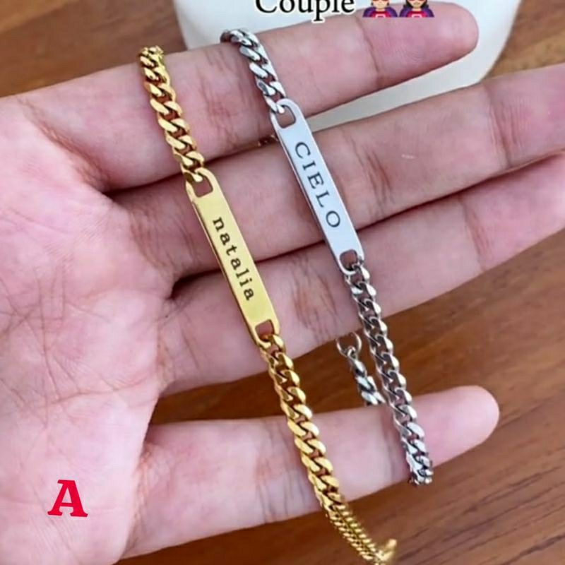 Jual Gelang Ukir Nama Rantai Titanium Stainless Steel Anti Karat ...