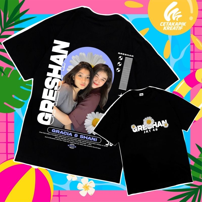 Jual ( FREE STICKER + ganci ) KAOS MEMBER JKT48 NEW ERA SUMMER EDITION GRACIA & SHANI (GRESHAN ...