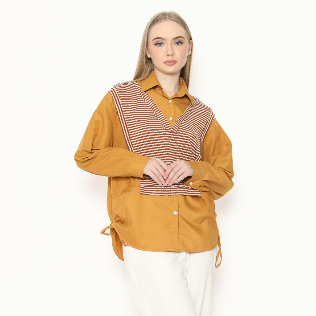 Jual UCME STUDIO - Naila Oversized Ruched Shirt / Blouse Casual Lengan ...
