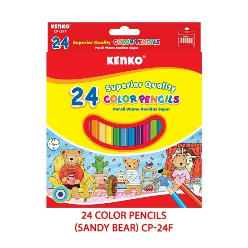 Jual KENKO PENCIL WARNA 24PCS COLOR PENCILS CP-24F (SANDY BEAR ...