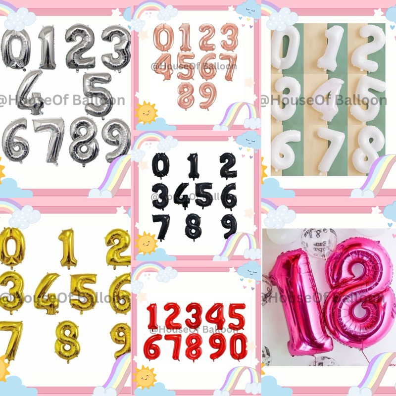 Jual Balon Foil Angka JUMBO Gold, Silver, Rosegold, Hitam, Putih, Fanta ...