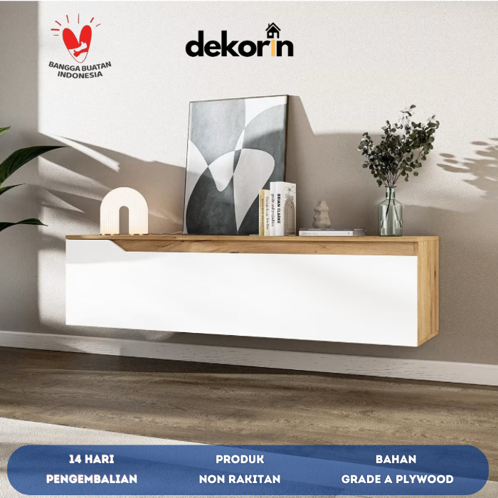 Jual Rak TV Gantung Minimalis Modern 3 Penyimpanan Non Rakitan ...