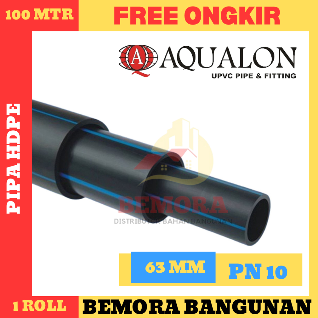 Jual Pipa Hdpe 63 mm pn 10 Aqualon SNI 1 Roll 100 meter (free ongkir jabodetabek) | Shopee Indonesia