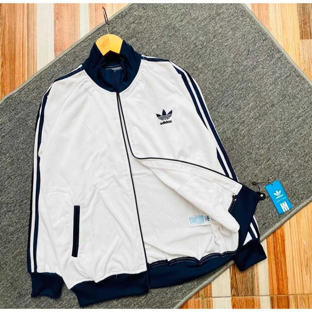 Jual Jaket Tracktop Pria Addidass 3D Putih Strip Hitam Kasual Logo Bordir Premium Pria Wanita ...