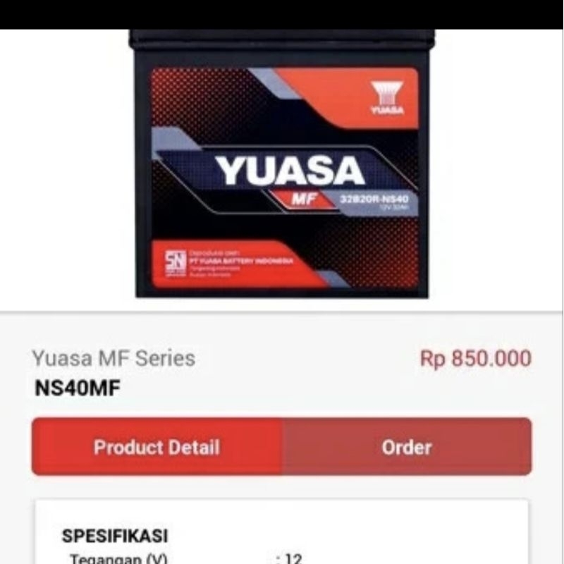 Jual Aki accu mf kering NS40 yuasa bagus AVANZA XENIA RUSH TERIOS CARRY ...