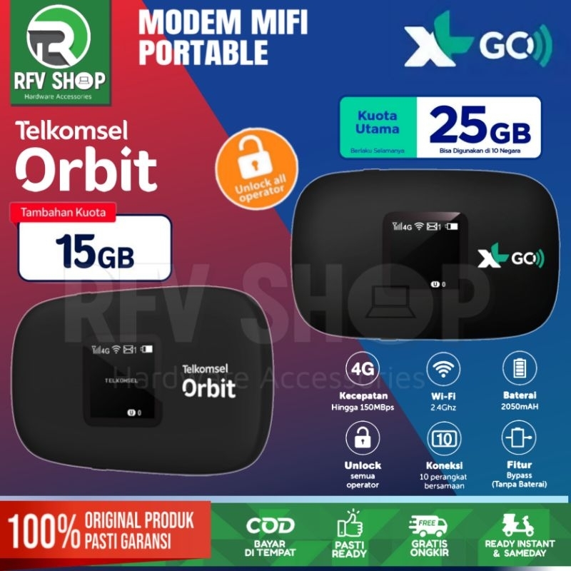 Jual Modem WiFi 4G LTE N1 N2 M21 M22 Orbit XL-GO Portable MiFi 15GB Tsel 25GB XL Go Bypass All ...