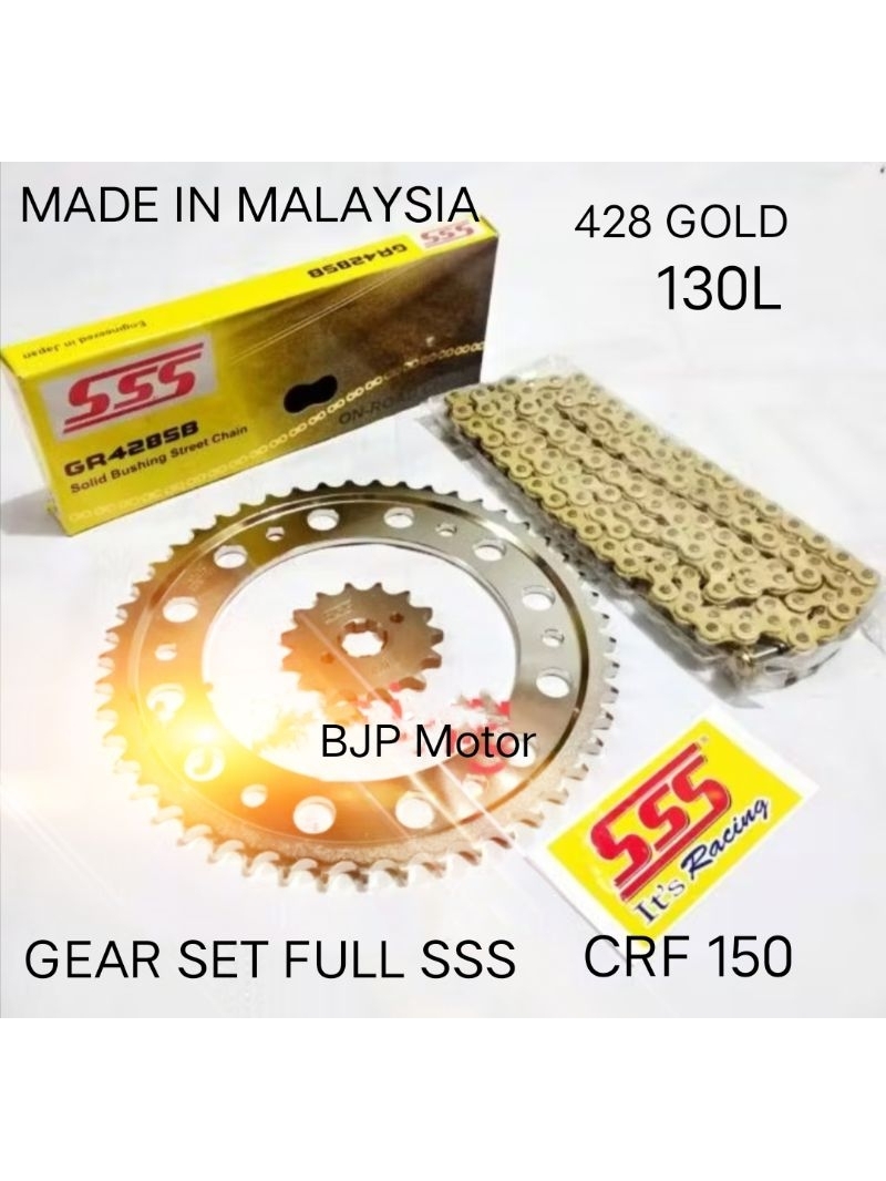 Jual Gear Set SSS 428 Honda CRF150L rantai SSS 428 SB 130L Gold dipilih ukuran gir depan dan gir ...
