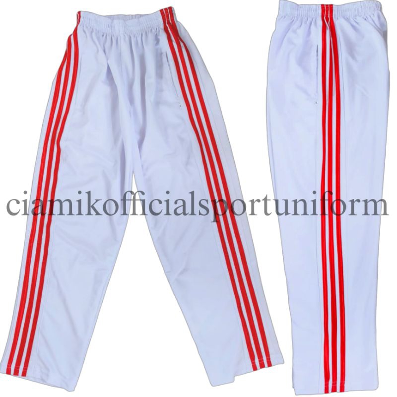 Jual celana training olahraga putih list merah senam jogging lari pria ...