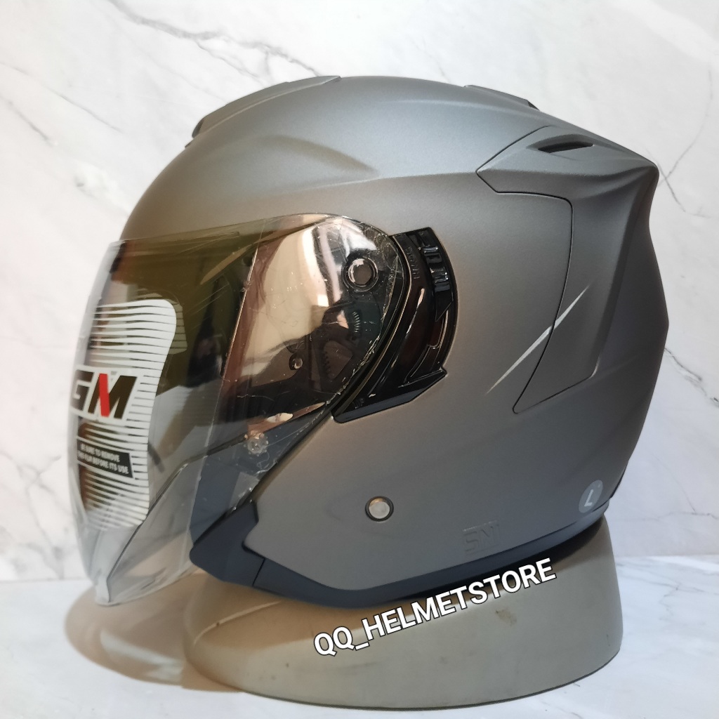 Jual HELM GM FURRY GREY DOFF DOUBLE VISOR | Shopee Indonesia