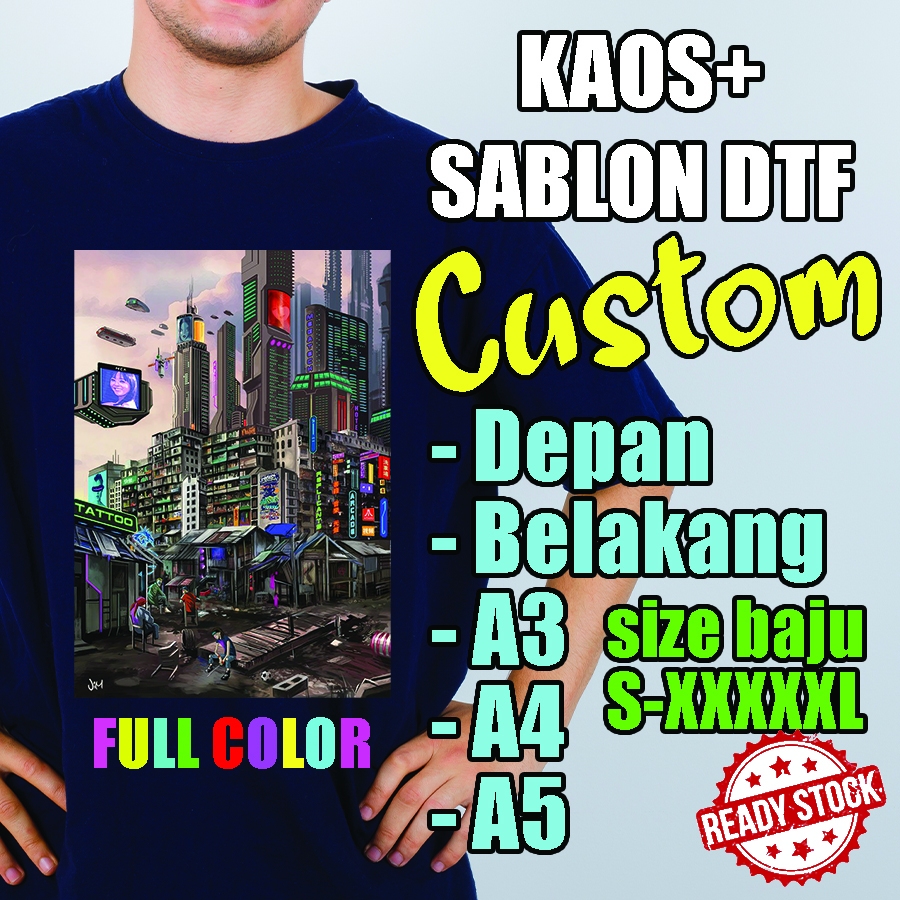 Jual KAOS SABLON CUSTOM DTF PREMIUM MURAH MERIAH TSHIRT PRINTING BEBAS KATA KATA | Shopee Indonesia