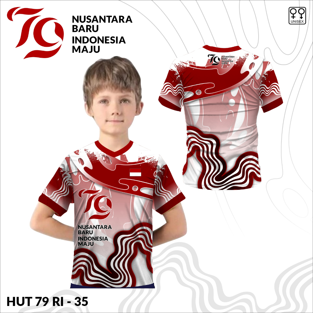 Jual Kaos Baju Jersey HUT RI 79 Tahun 2024 Model Anak Anak Lengan Pendek Kaos 17 Agustus 2024 ...