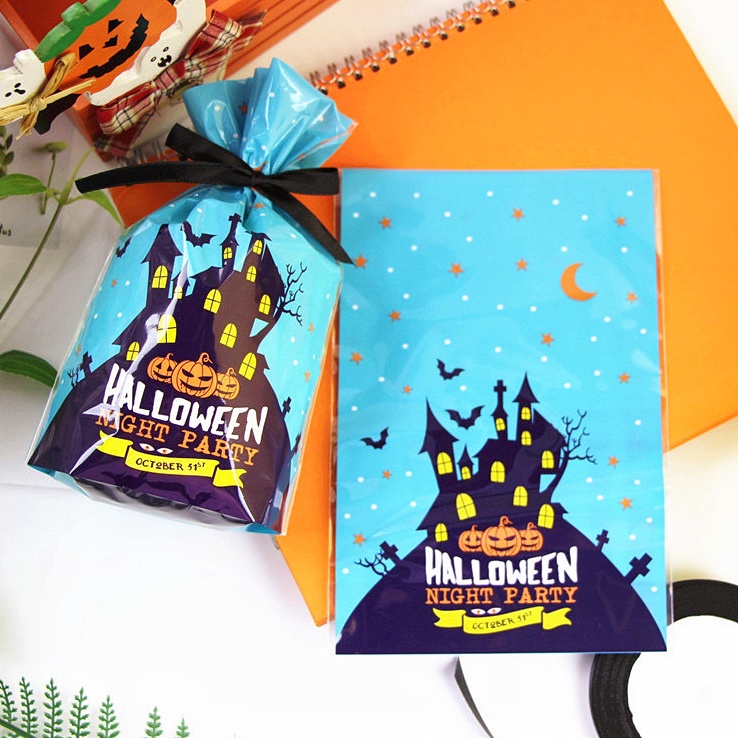 Jual KILAT Kantong Pouch Desain Pumpkin Bat Untuk HALLOWEEN isi 5pcs ...