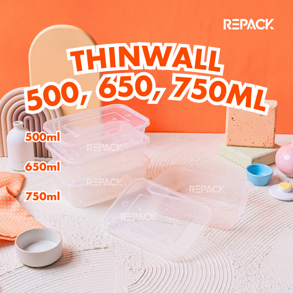 Jual Thinwall / Kotak Makan Plastik 500ml 650ml 750ml isi 25 pcs ...