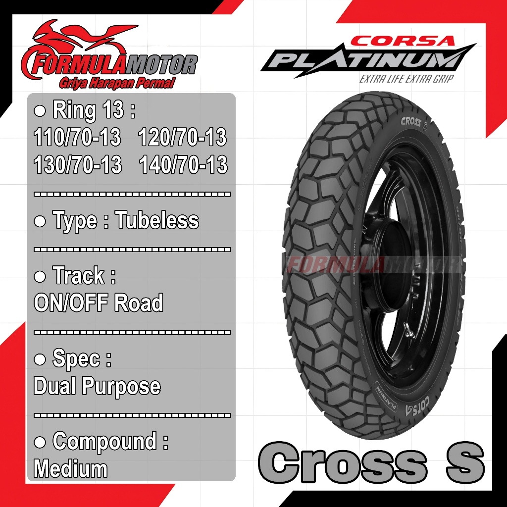 Jual Corsa Cross-S Ring 13 Tubeless All Size (Dual Purpose) Ban Motor ...