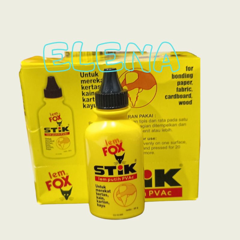 Jual lem fox stik 60 gr/ lem fox botol kuning/lem putih pvac | Shopee Indonesia