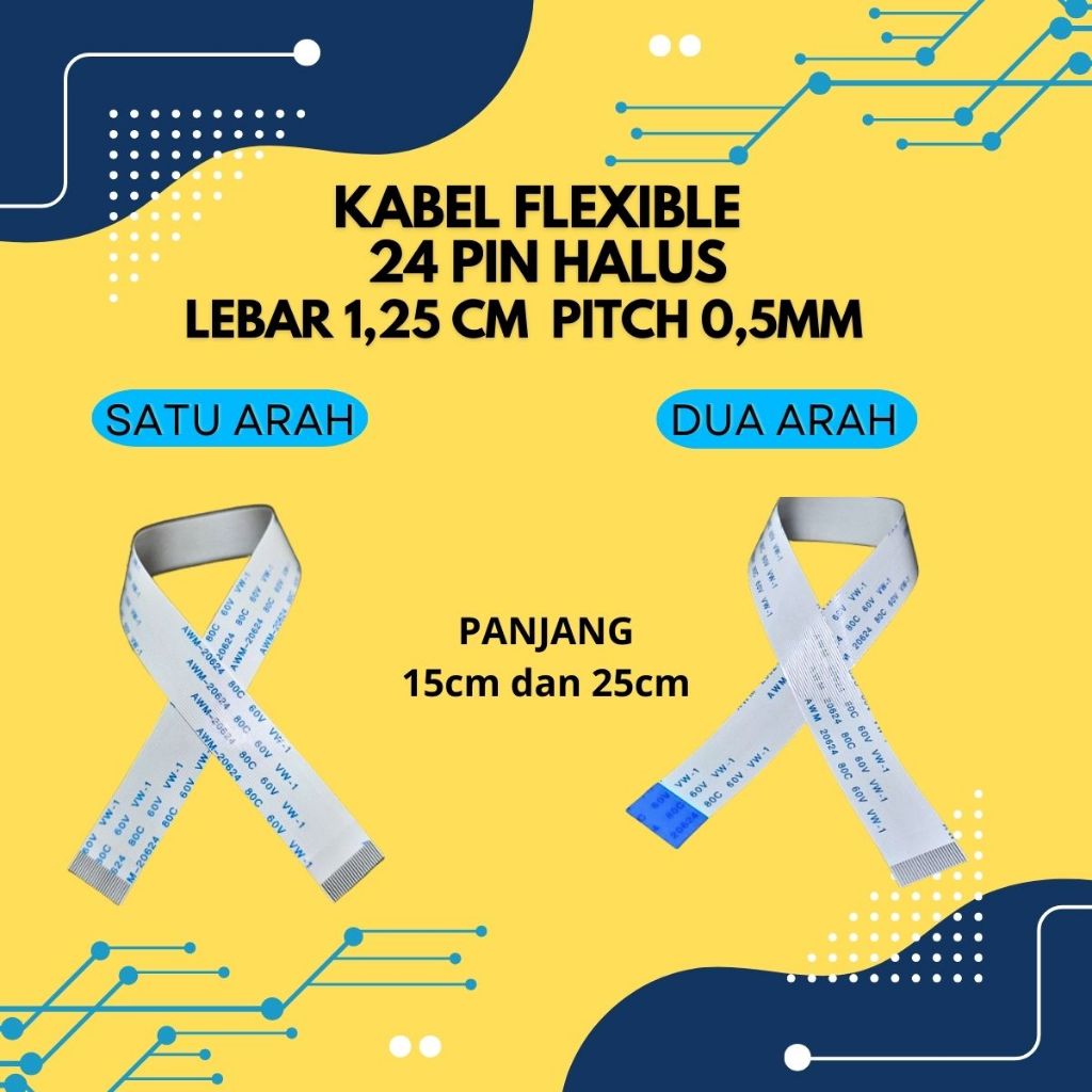Jual KABEL FLEXIBLE LCD 24 PIN HALUS 0,5MM LEBAR 1,25CM PANJANG 6CM ...