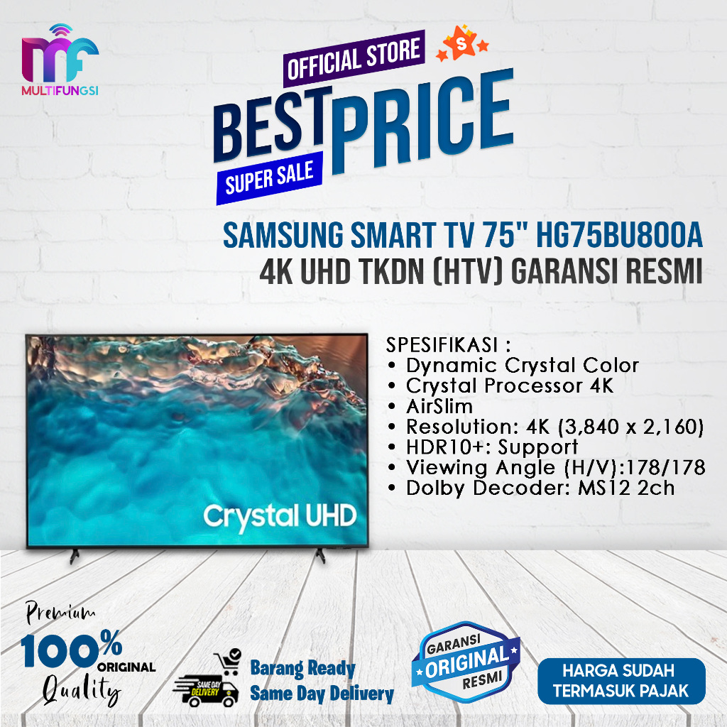 Jual Samsung Smart TV 75" HG75BU800 4K UHD TKDN (HTV) Garansi Resmi ...