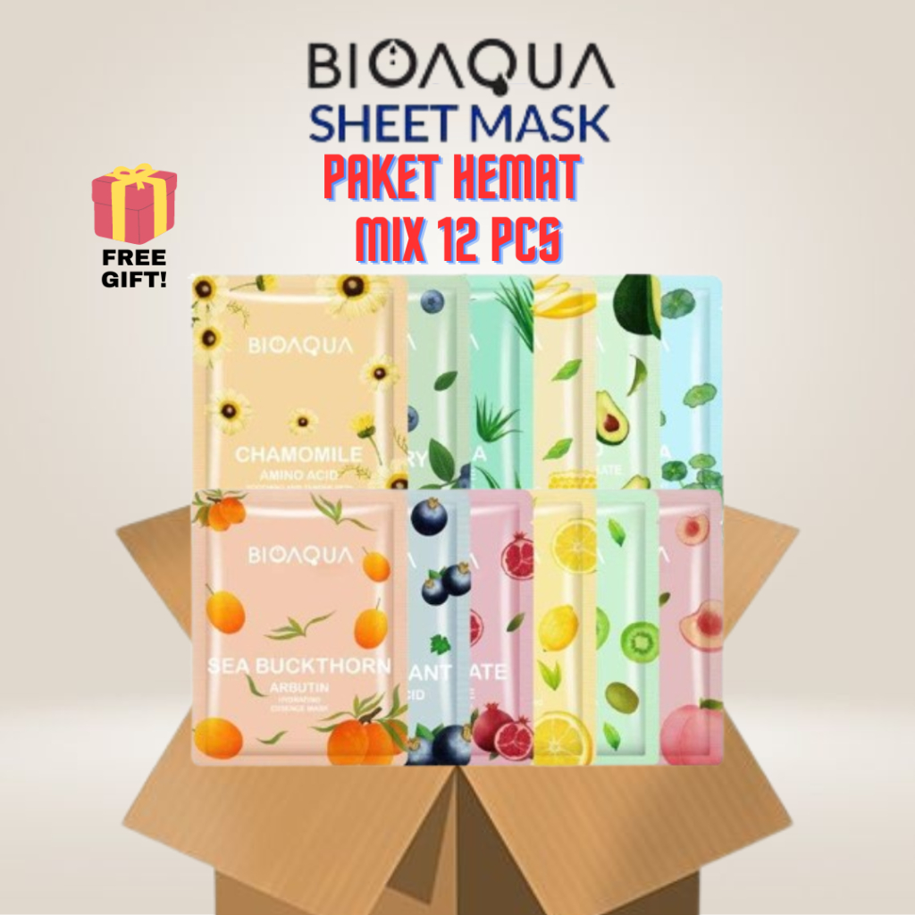 Jual BISA COD [Paket 12 pcs] BIOAQUA Sheet Mask 25gr Mix / Paket Masker Wajah 1 Lusin | Shopee ...