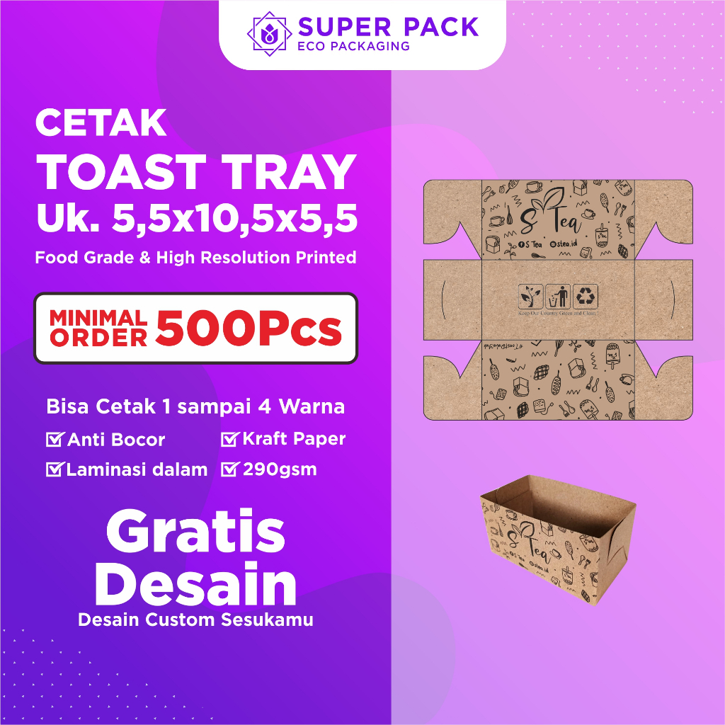 Jual Custom Cetak Toast Tray Box Bread Take Away Paper Tray Dus Kemasan ...