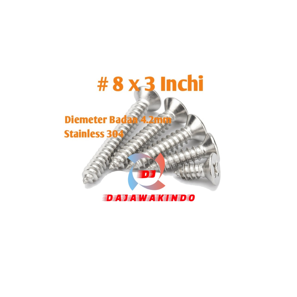 Jual Sekrup Tapping Stainless 8 x 3 / Tapping FH Stainless 304 | Shopee Indonesia