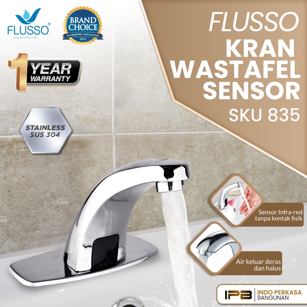 Jual FLUSSO Kran Sensor Keran Air Otomatis | Keran Wastafel Sensor ...