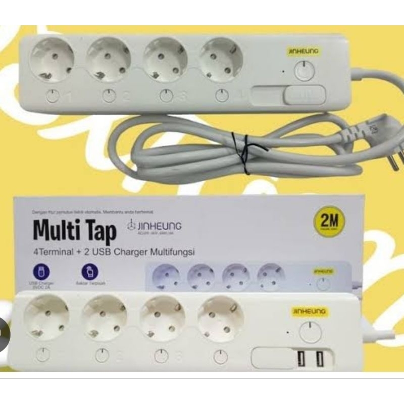 Jual MULTI TAP JIENHEUNG ELECTRIC 4 LUBANG COLOKAN DAN 2 USB KABEL ...