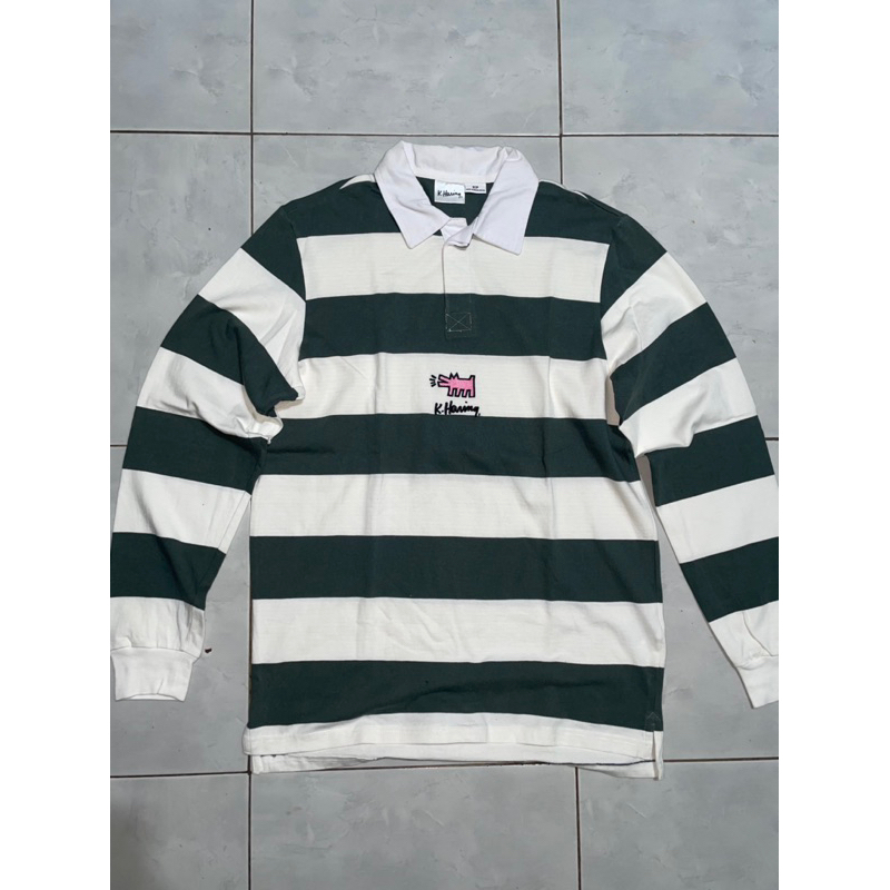 Jual polo rugby shirt salur keith haring center original | Shopee Indonesia