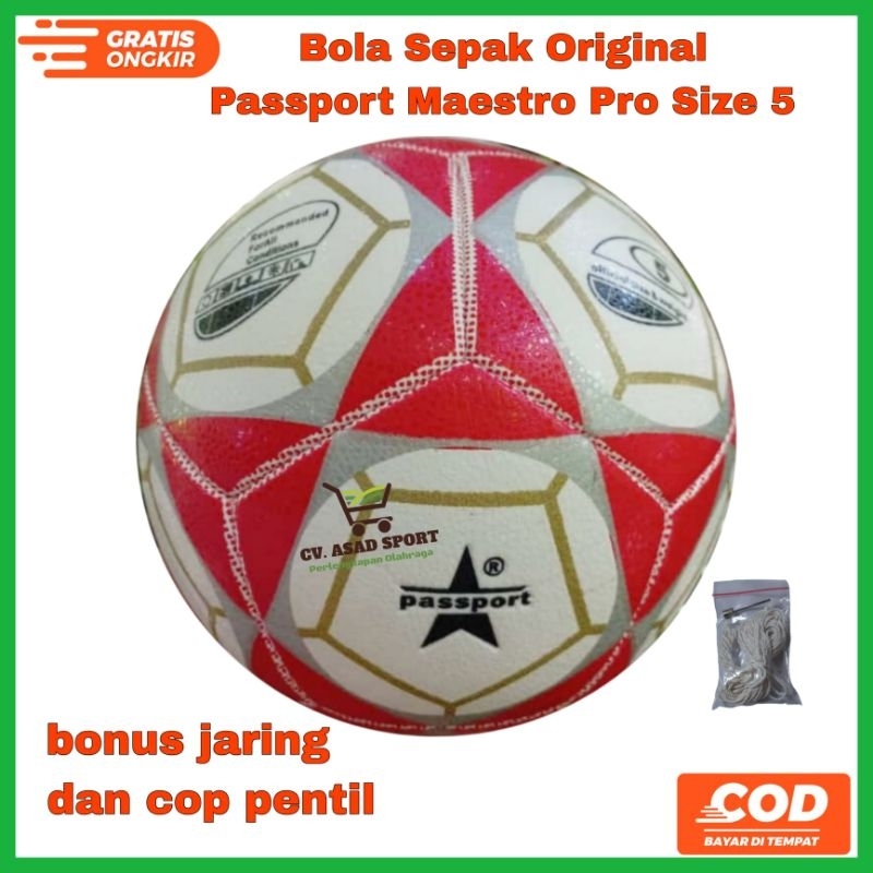 Jual Bola Sepak Original Passport Maestro Pro Size 5 Bonus Cop Pentil ...