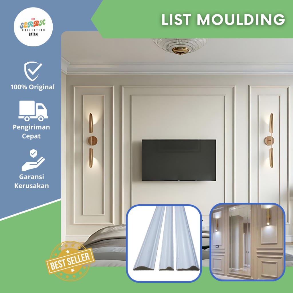 Jual WALLMOULDING/LIST MOULDING BAHAN PVC PREMIUM ANTI RAYAP UKURAN 4CM ...
