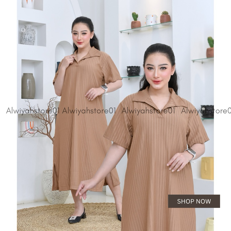 Jual Dress Knit Hornet Kerah daster Kerah knit Polo Dress Casual ...