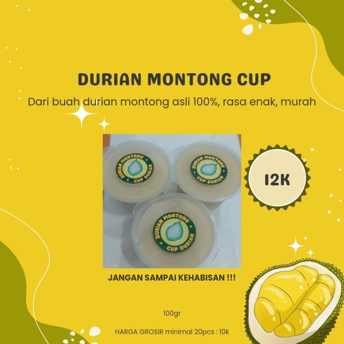 Jual Durian Monton Cup 100%Durian | Shopee Indonesia