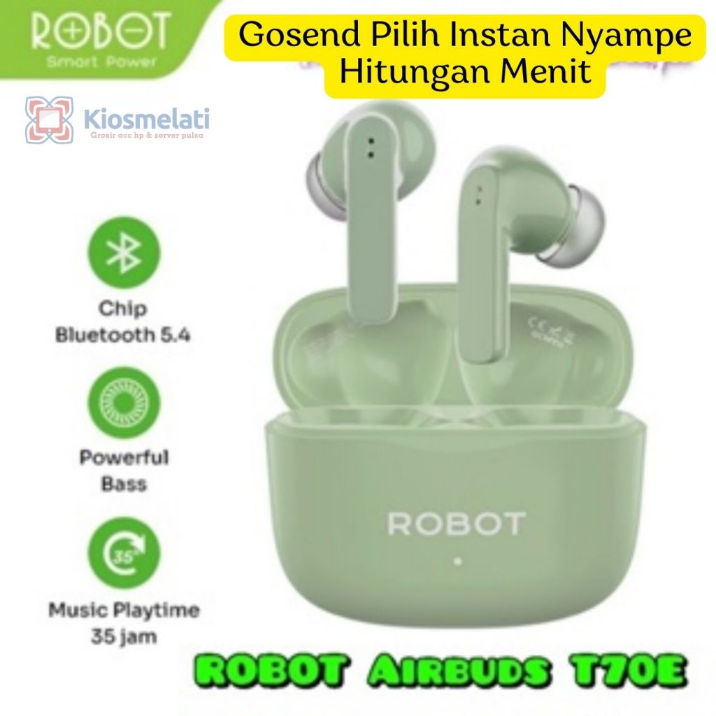 Jual ROBOT TWS Earphone Airbuds T70E Deep Bass Bluetooth 5.4 Original ...