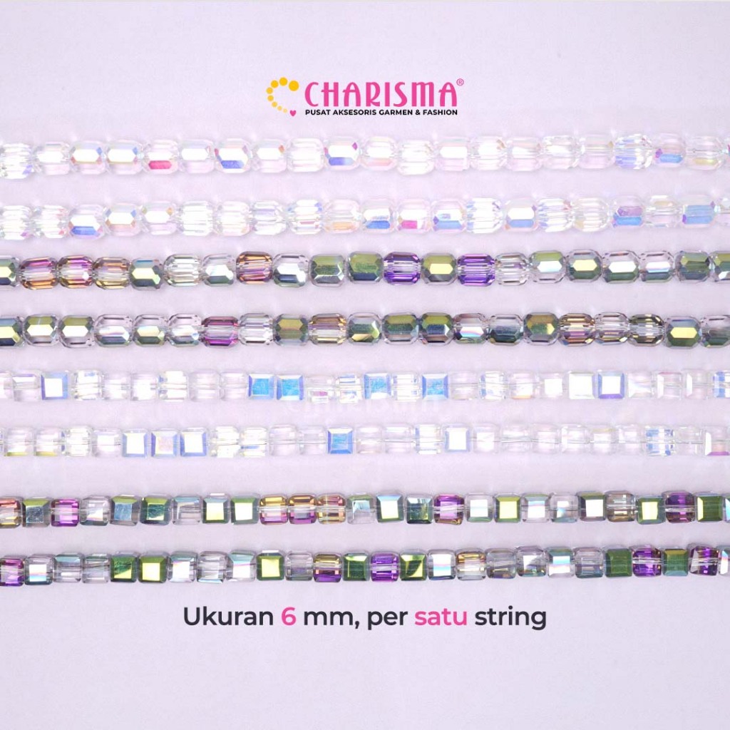 Jual Charisma Crystal Ceko Cube & Bighole - Crystal Ceko 6mm / Harga Per String (±80-100 Butir ...