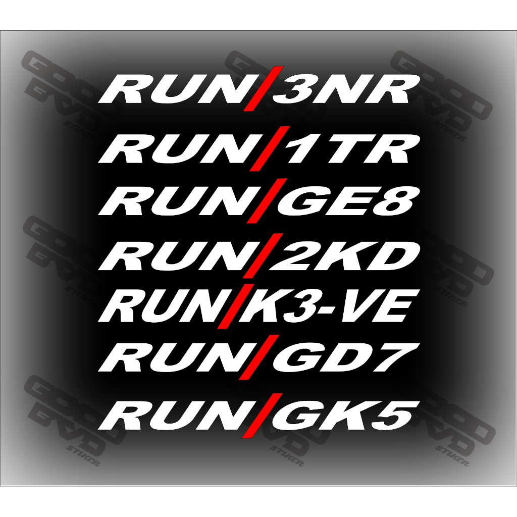 Jual Sticker RUN KODE MOBIL VIRAL RUN/K3-VE RUN/2KD RUN/GE8 RUN/1TR RUN ...