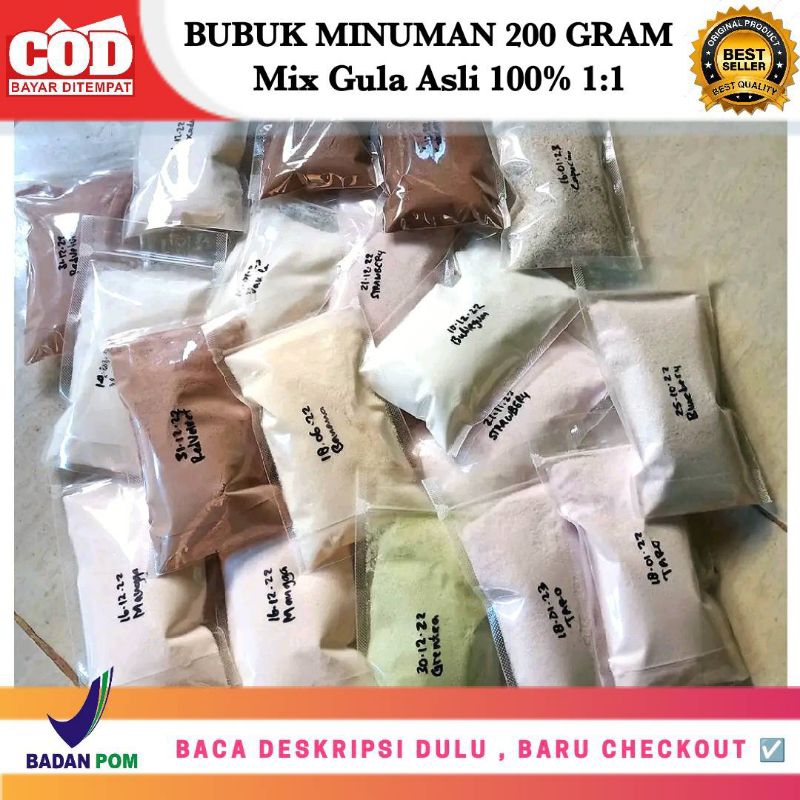 Jual Powder minuman 200 gram / Bubuk minuman viral kekinian / Bubuk minuman aneka rasa / bubuk ...