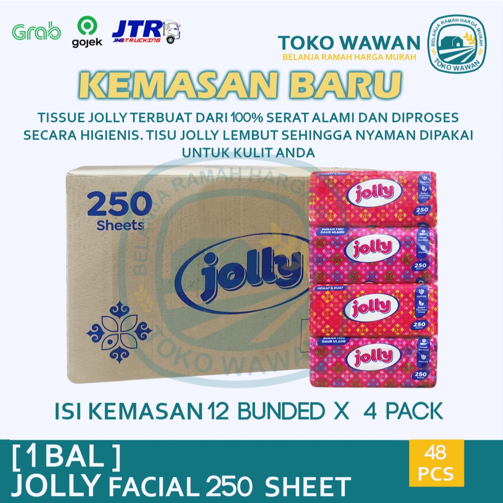 Jual Tissue JOLLY Facial 250 Sheet Tisu by Paseo / 1 BAL / DUS isi 48 ...