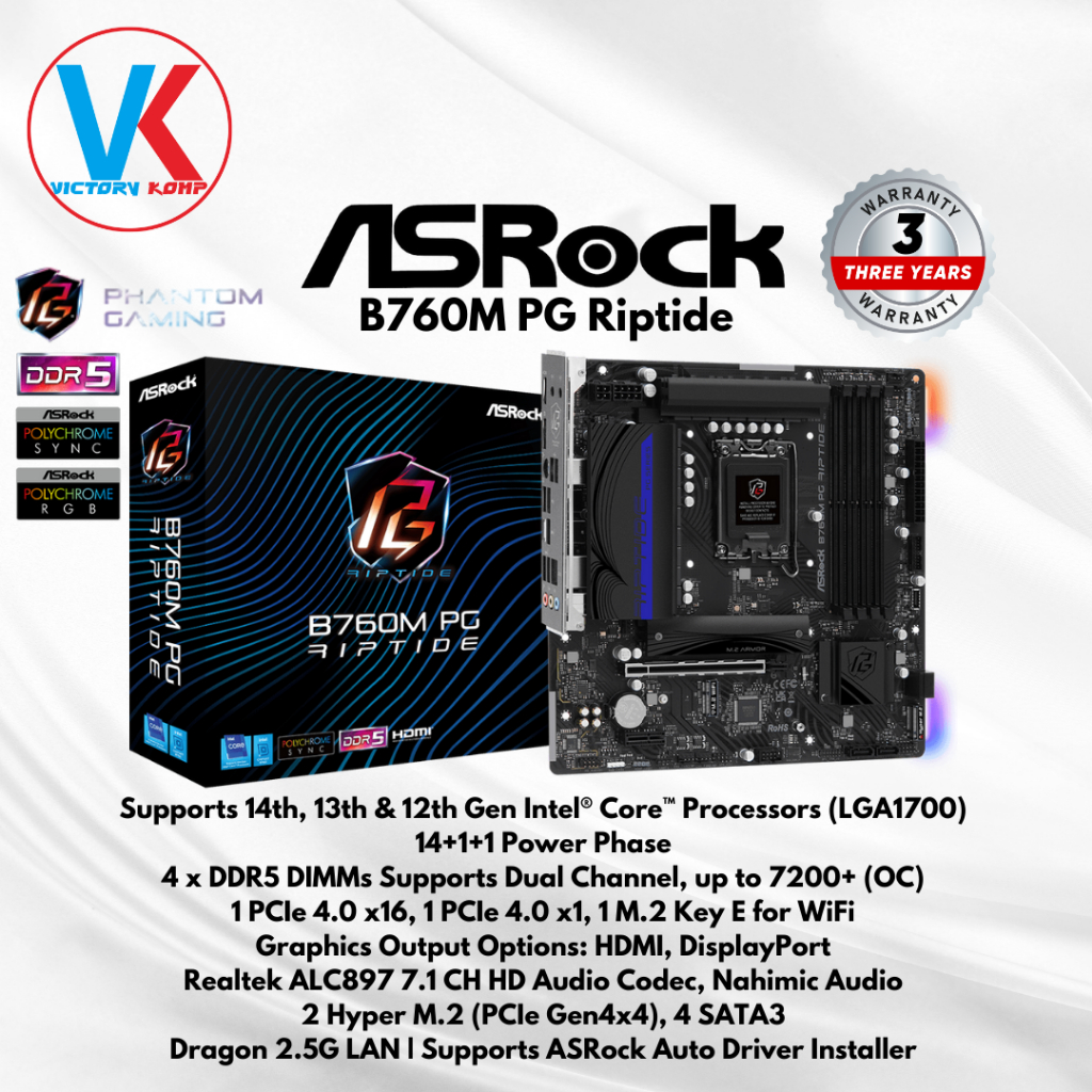 Jual ASRock B760M PG Riptide Intel LGA1700 Gen 14 13 12 DDR5 | Shopee ...