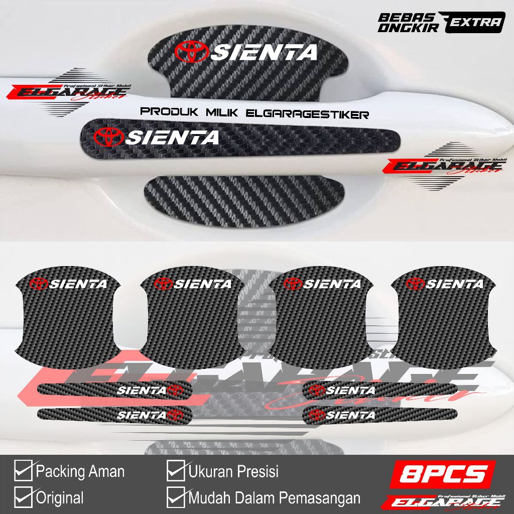 Jual 8pcs Stiker carbon handle pintu mobil sienta sticker pelindung ...