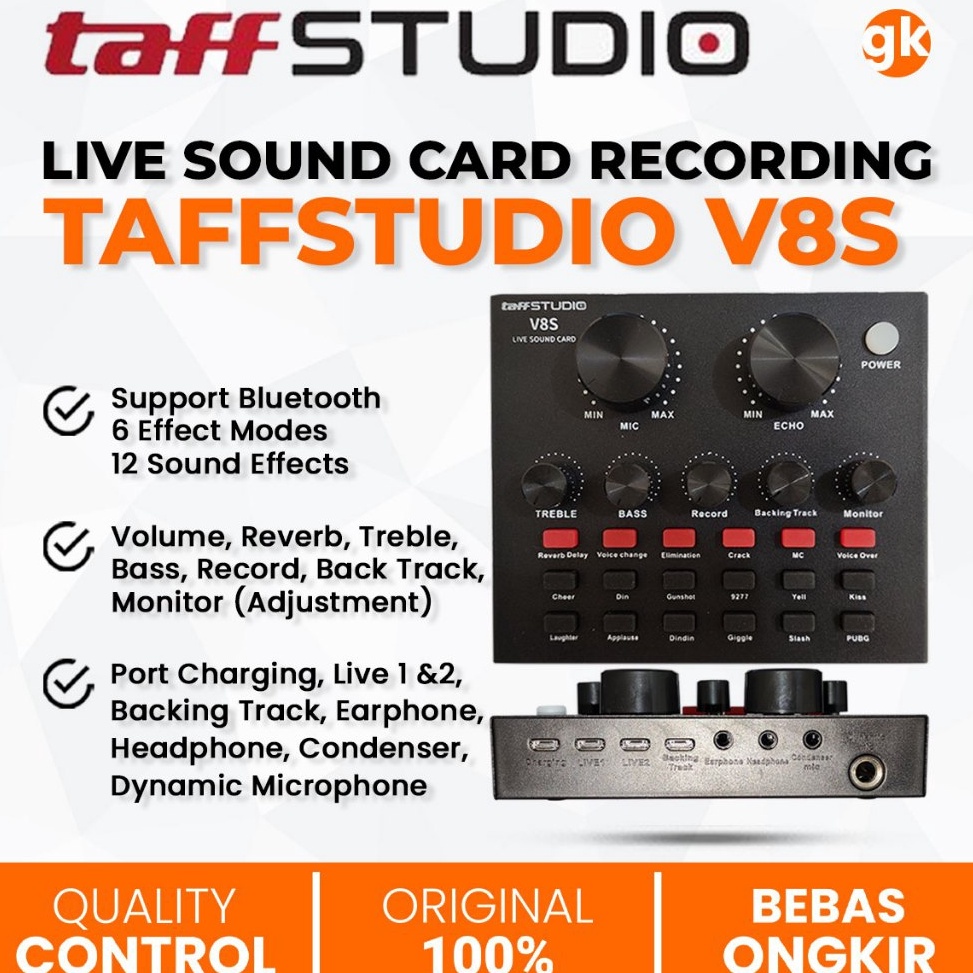 Jual KODE K4L4 Taffware Taffstudio V8s Bluetooth Audio USB External Soundcard Live Mixer V8 ...